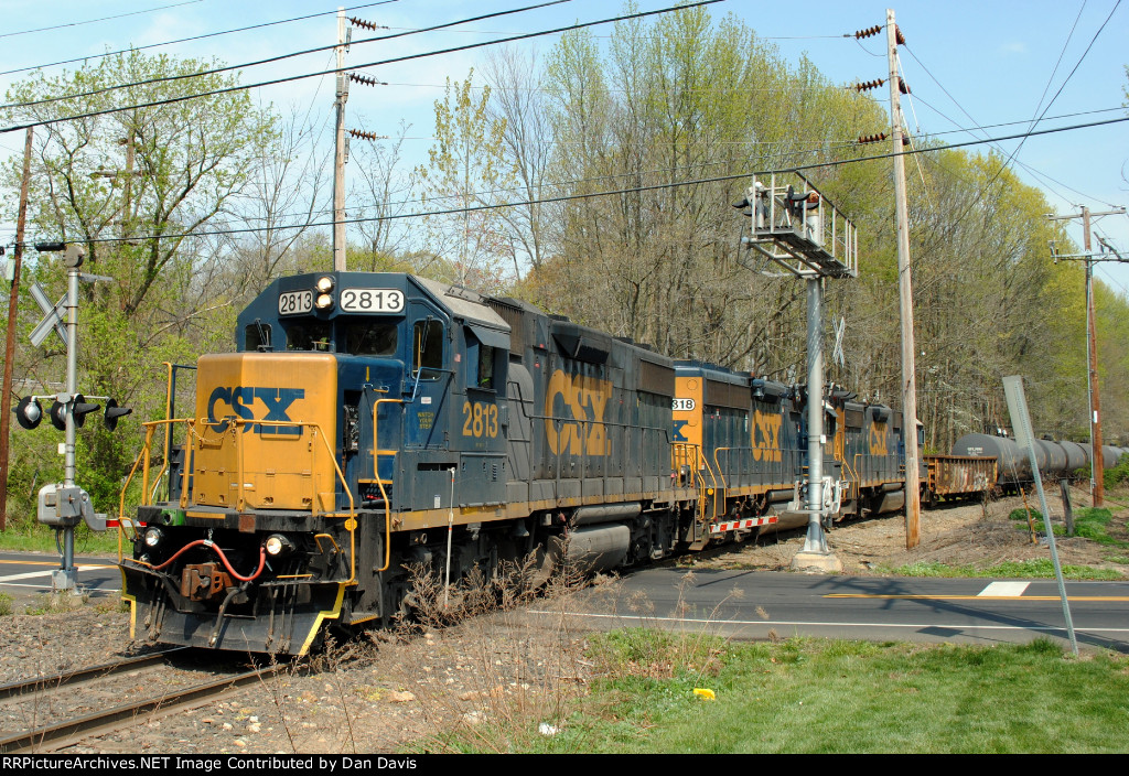 CSX GP38-2 2813 leads C964-15 on the Fairless Branch